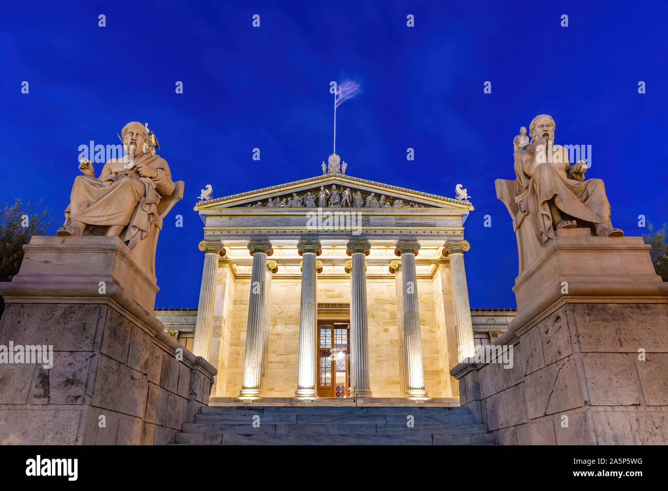 The Neoclassical building of the Academy of Athens in Greece Stock ...