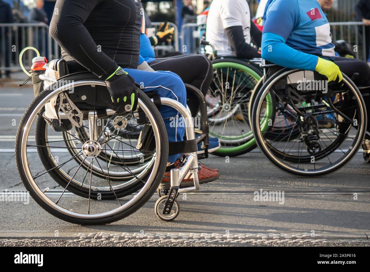 Disabled athlete on a wheelchair doing marathon Stock Photo - Alamy