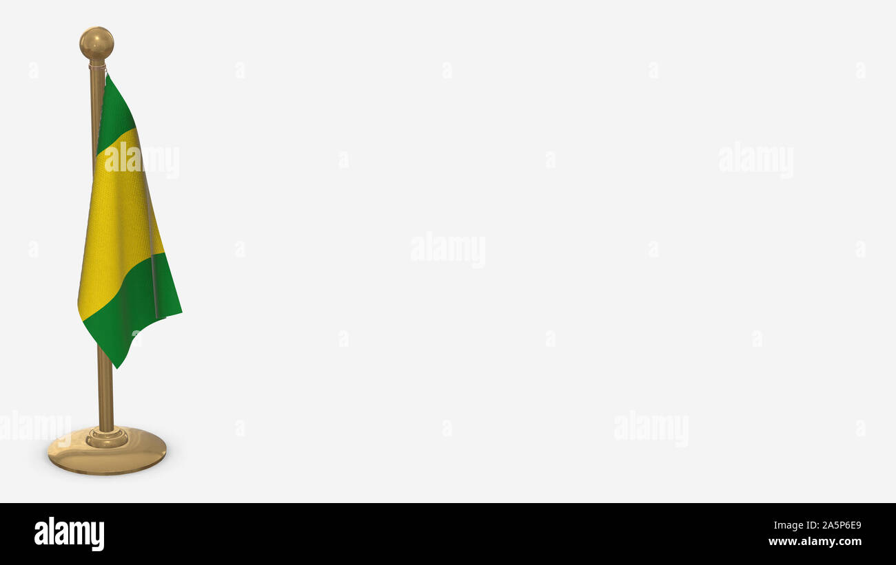 El Oro 3D flag illustration hanging on golden flagpole. Isolated on ...