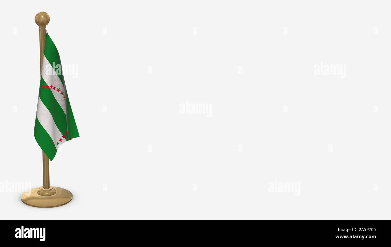 Manabi 3D flag illustration hanging on golden flagpole. Isolated on ...