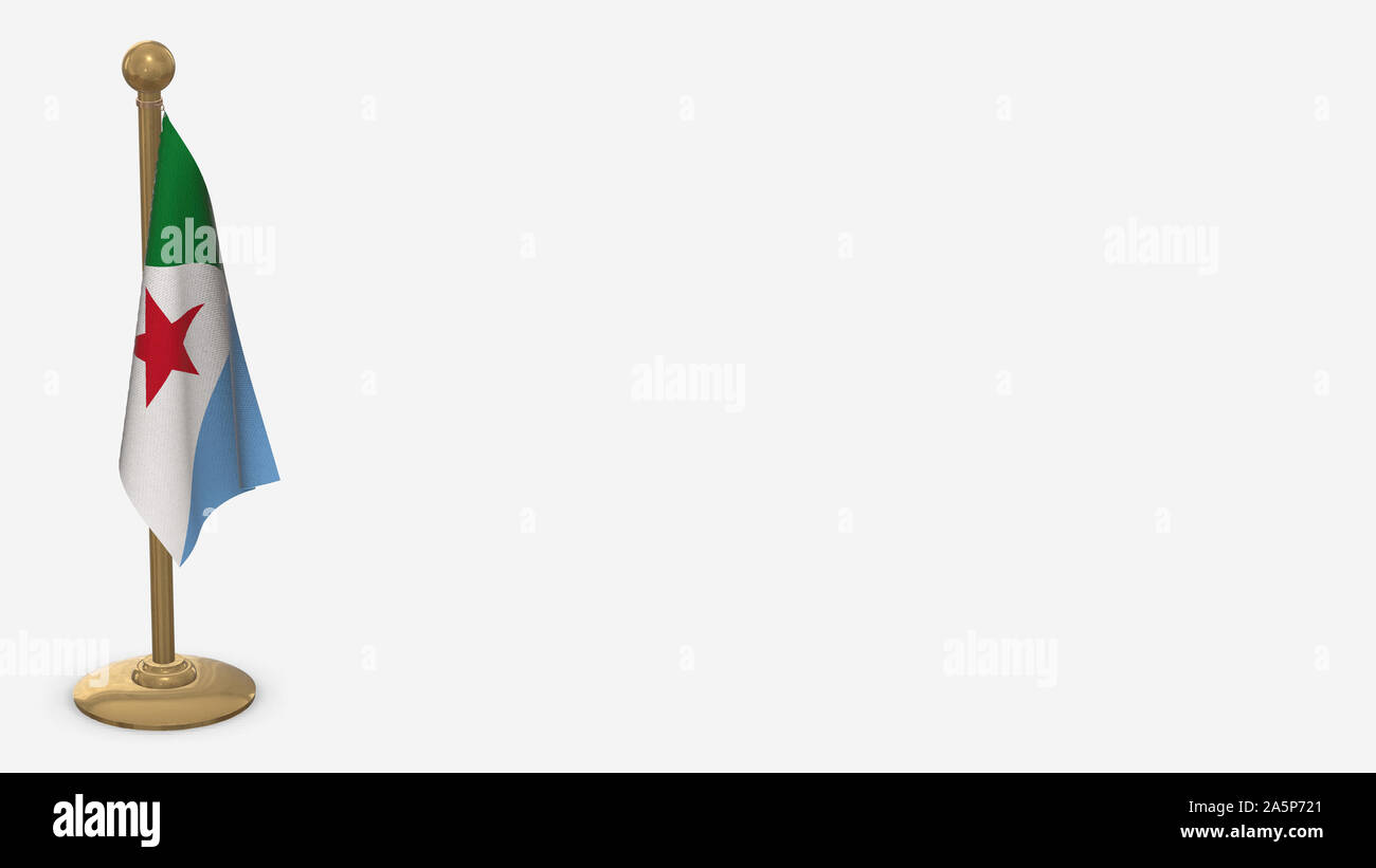 Merida 3D flag illustration hanging on golden flagpole. Isolated on ...