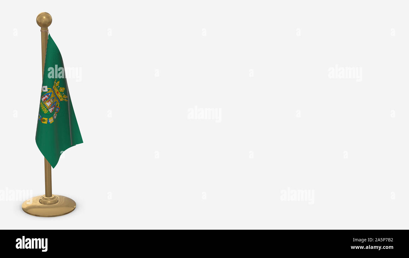 Sevilla 3D flag illustration hanging on golden flagpole. Isolated on ...