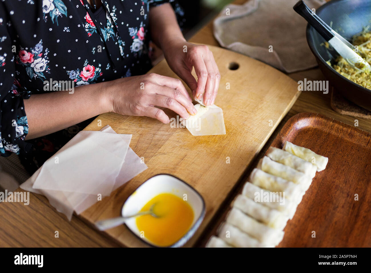 Preparing spring rolls Stock Photo - Alamy