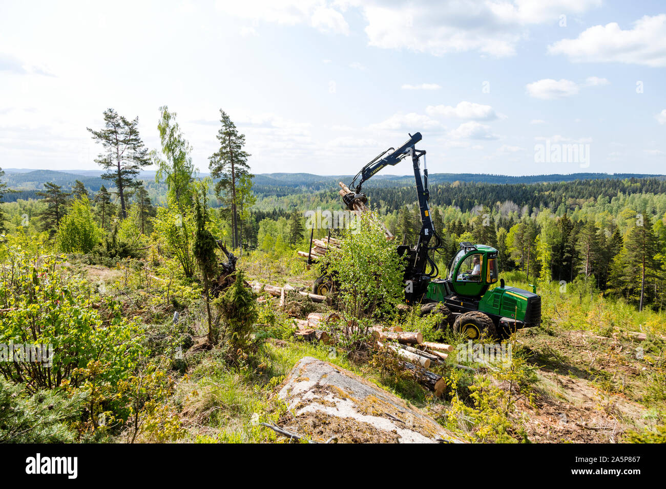Forest machine at work Stock Photo - Alamy