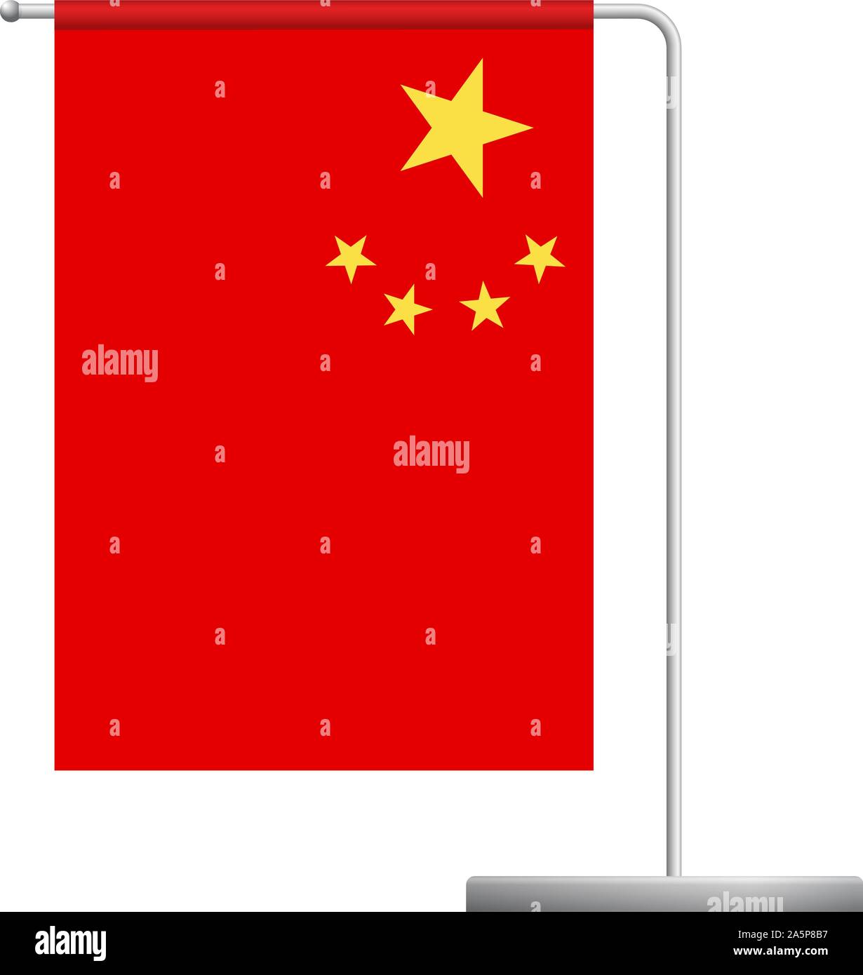 China table flag. Metal flagpole. National flag of China vector ...