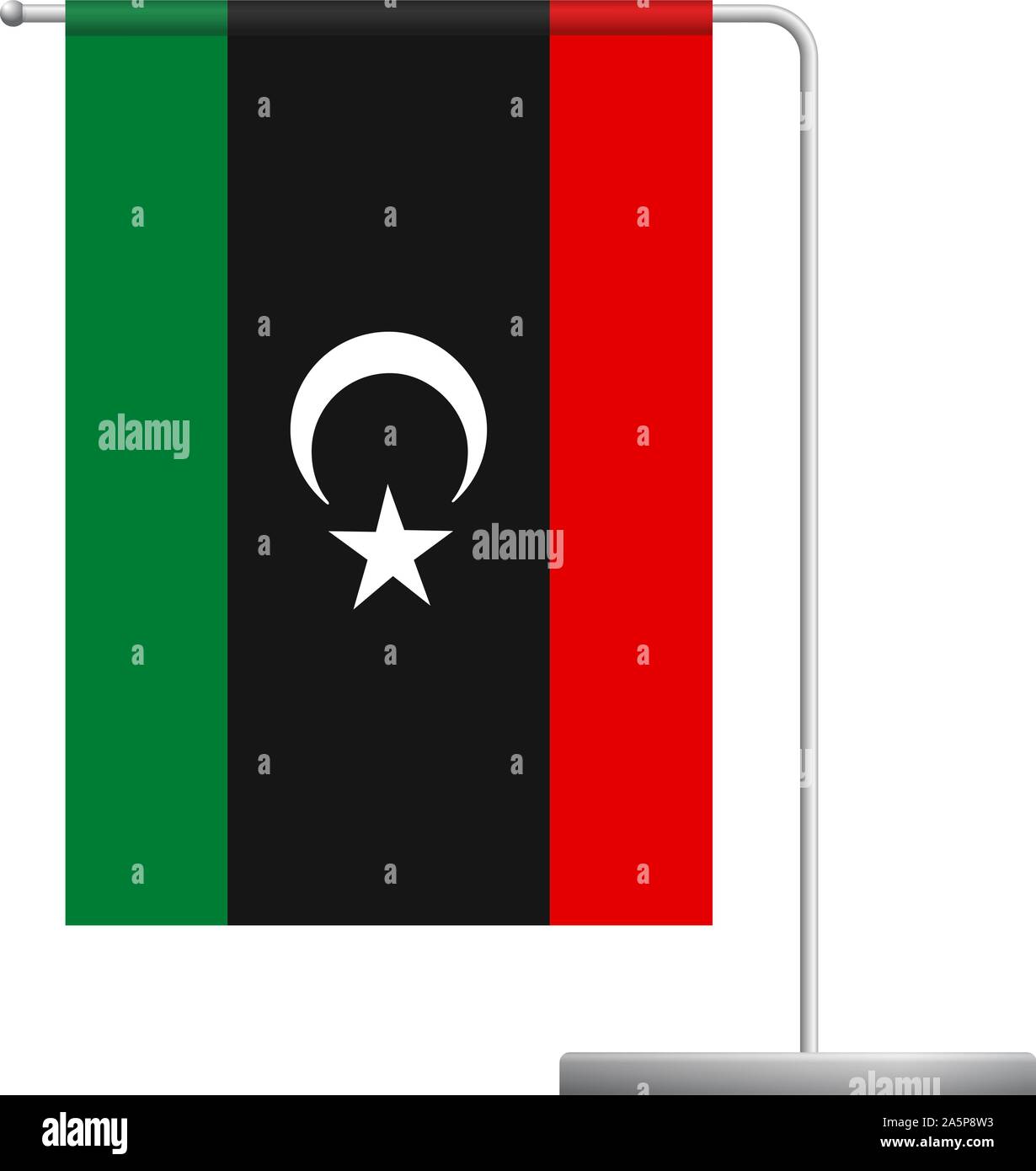 libya table flag. Metal flagpole. National flag of libya vector ...