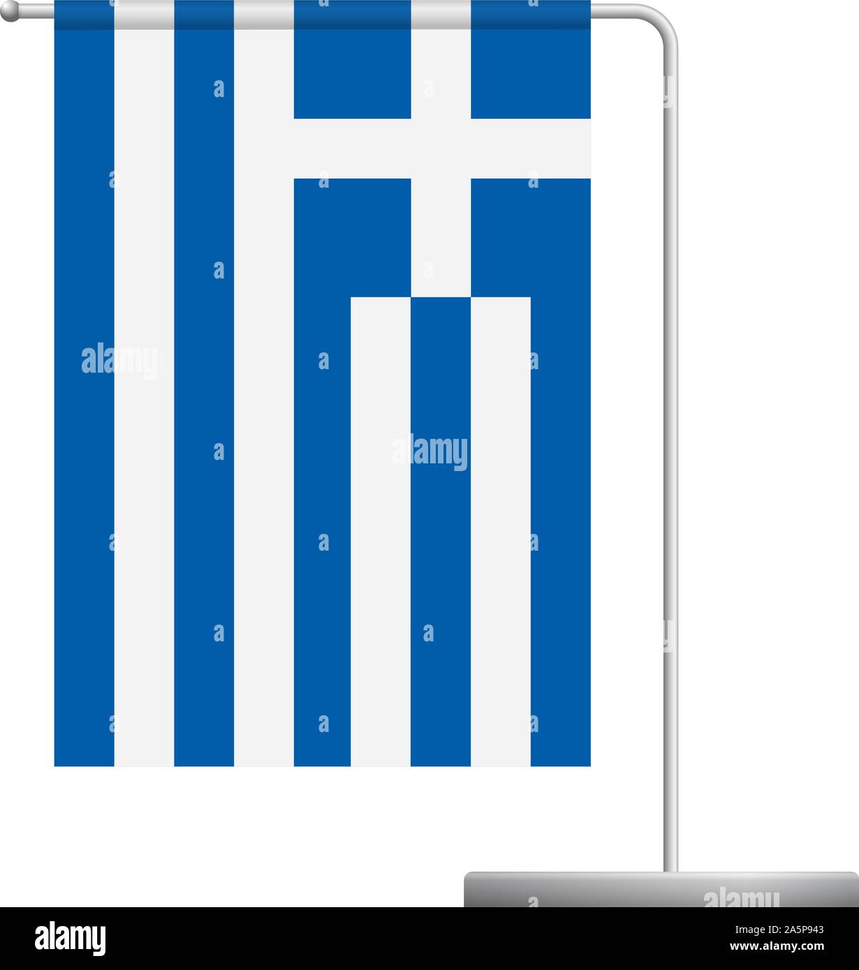 Greece table flag. Metal flagpole. National flag of Greece vector ...