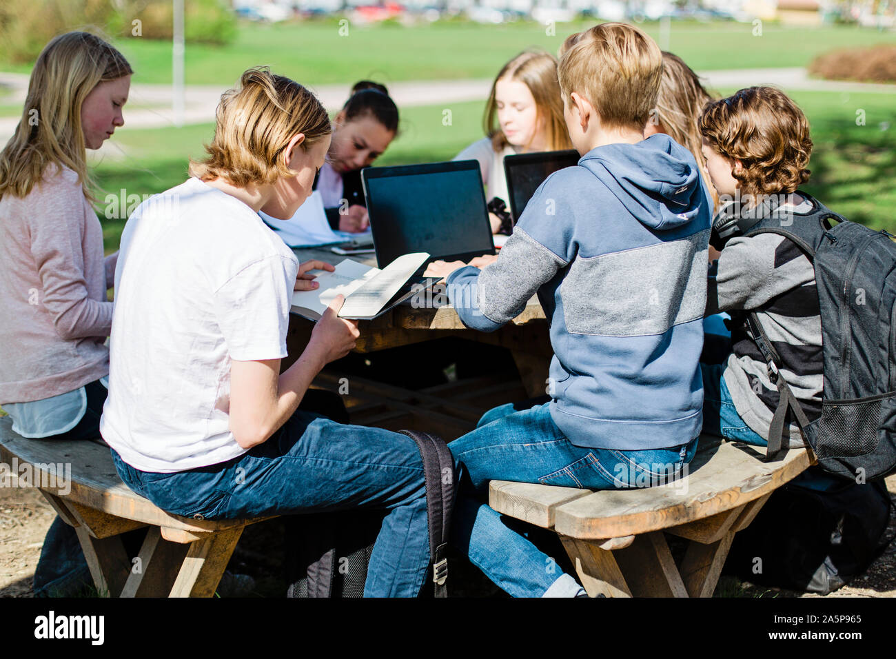 Children learning outdoor Stock Photo - Alamy