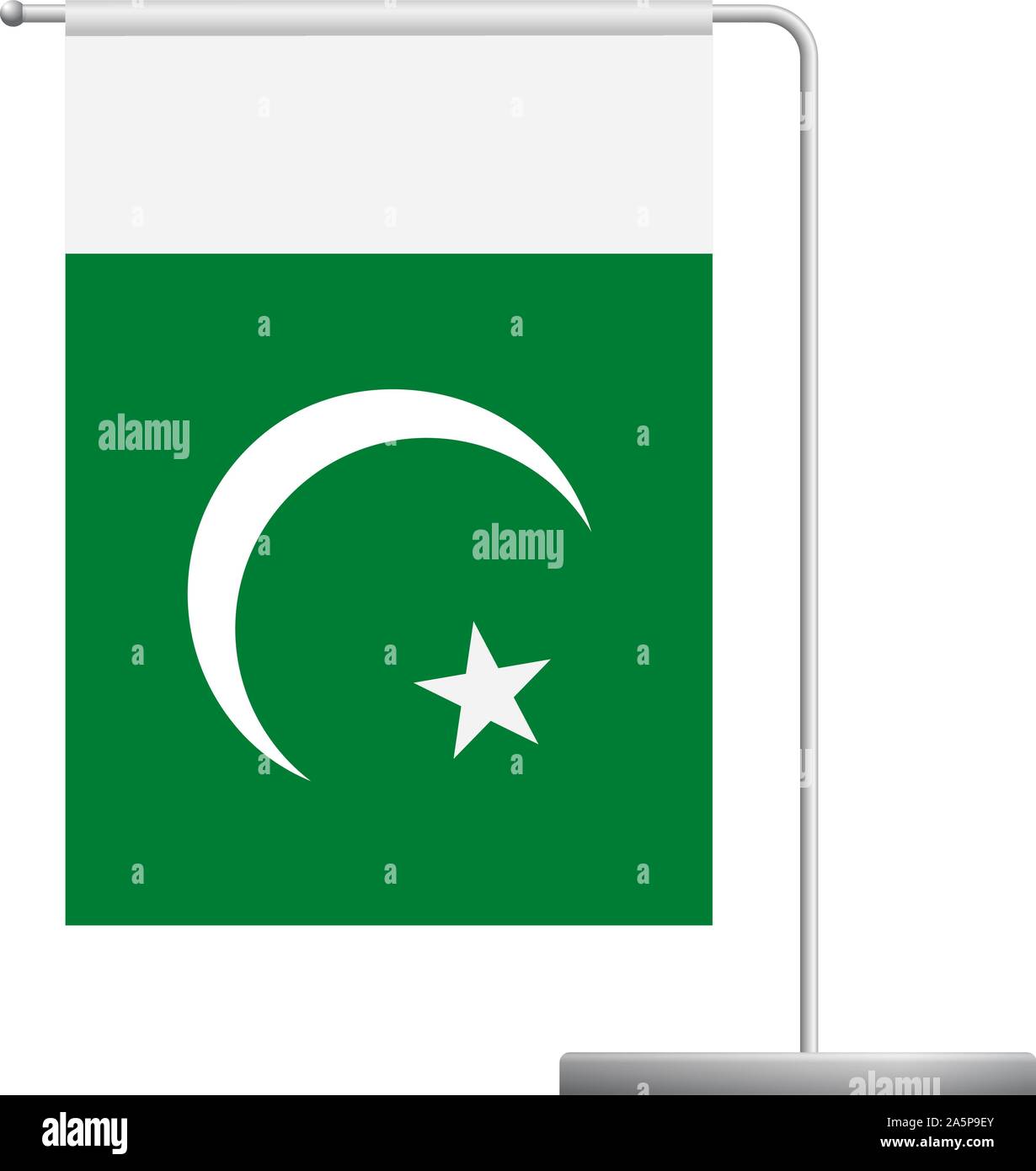Pakistan table flag. Metal flagpole. National flag of Pakistan vector ...