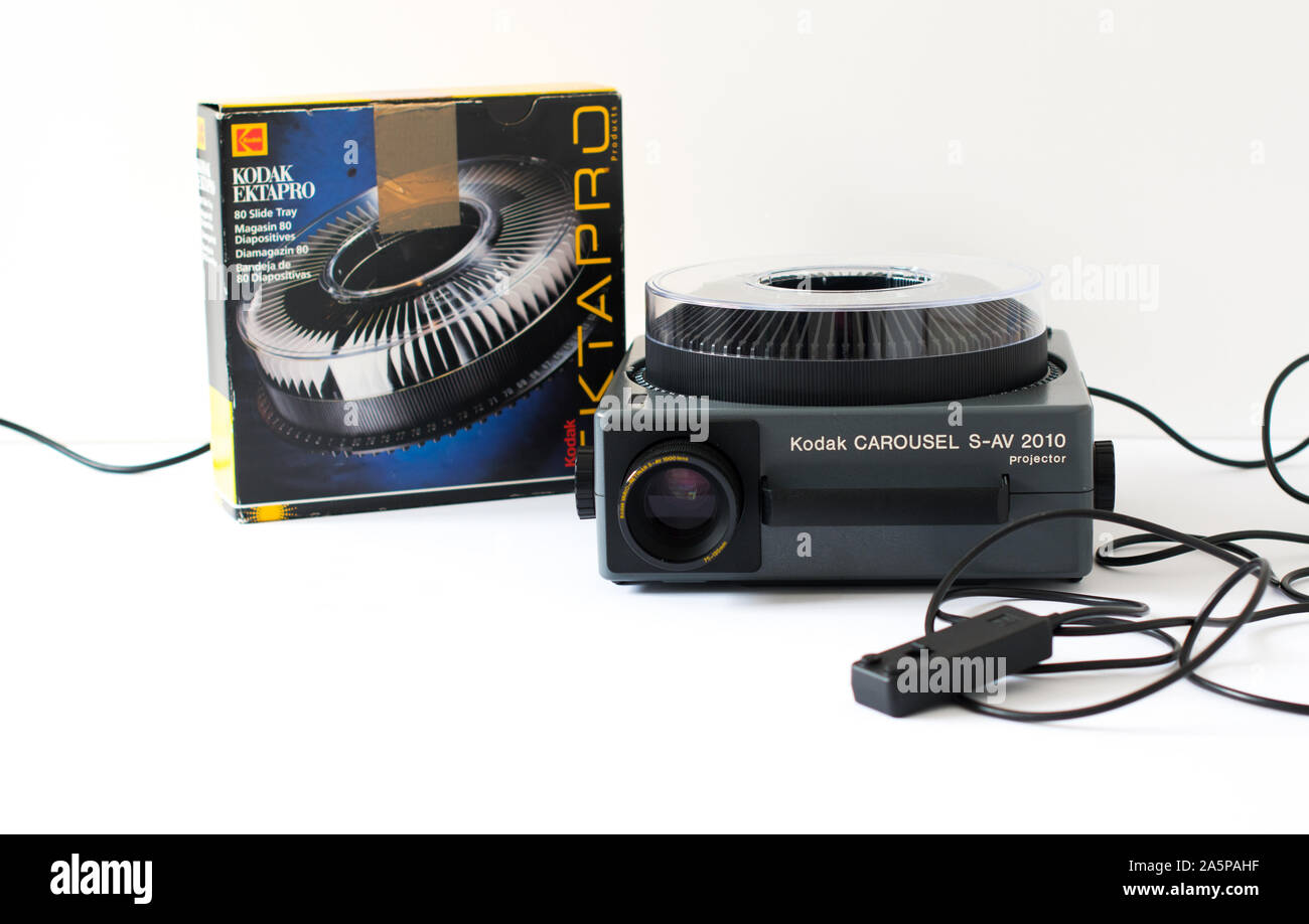 Vintage Kodak Carousel Slide Projector on a white background Stock ...