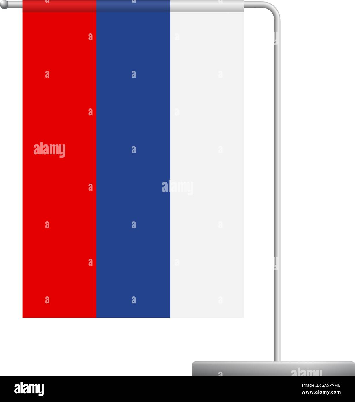 Russia table flag. Metal flagpole. National flag of Russia vector ...