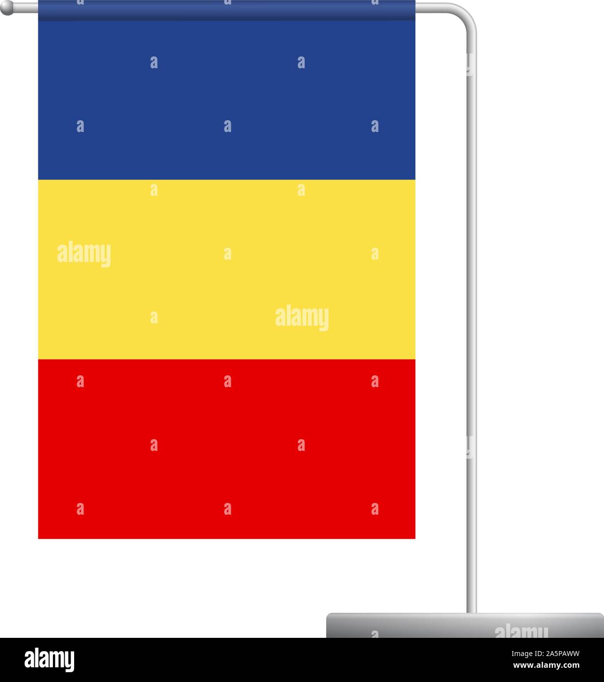 Romania table flag. Metal flagpole. National flag of Romania vector ...
