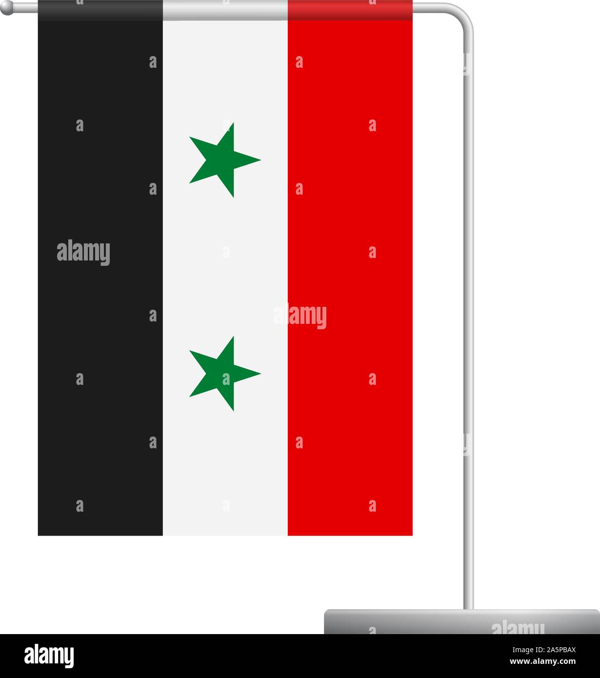 Syria table flag. Metal flagpole. National flag of Syria vector ...
