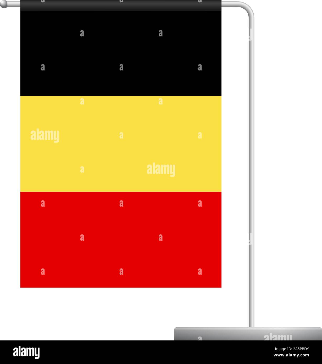 Belgium table flag. Metal flagpole. National flag of Belgium vector ...