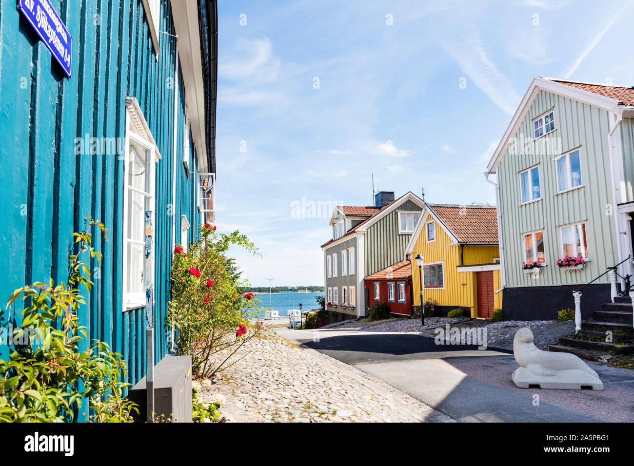 Colorful houses at seaside Stock Photo - Alamy