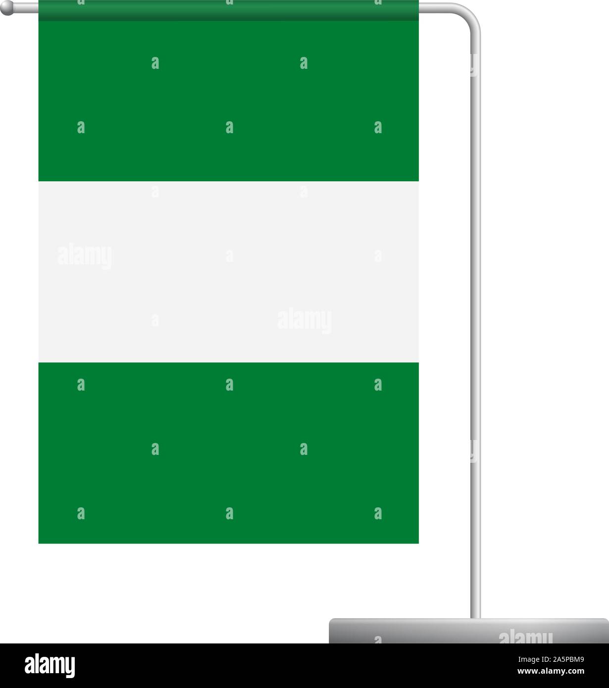 Nigeria table flag. Metal flagpole. National flag of Nigeria vector ...
