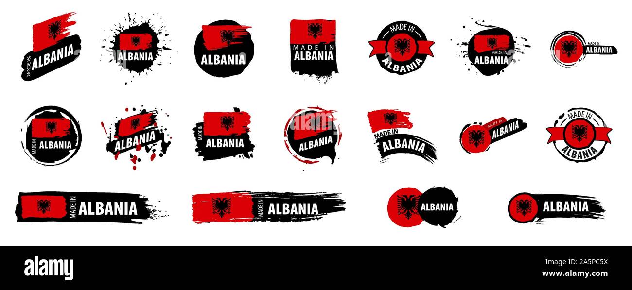 Albania flag, vector illustration on a white background Stock Vector ...