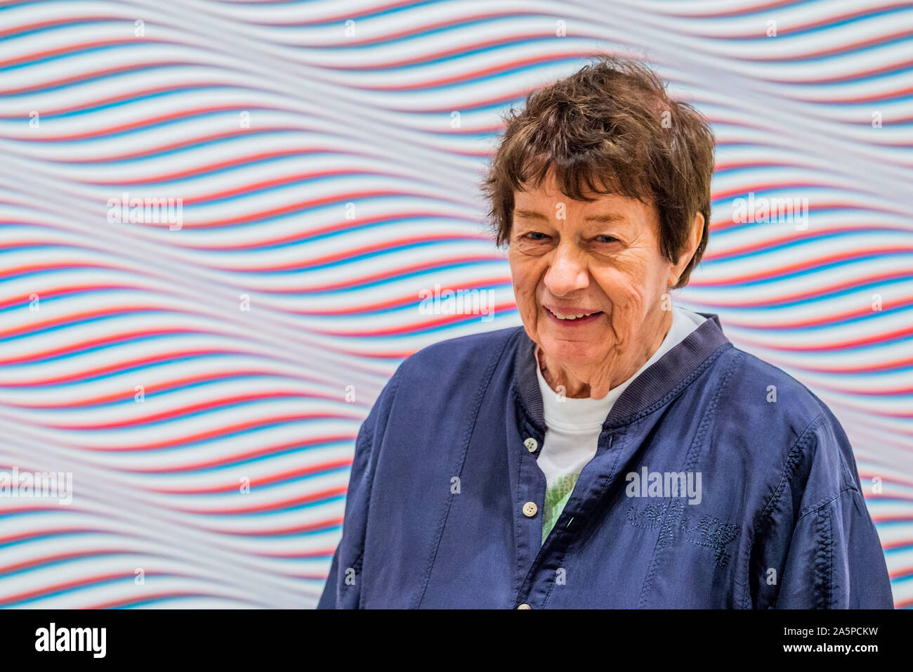London, UK. 22nd Oct, 2019. Bridget Riley (pictured) with Cataract 3 ...