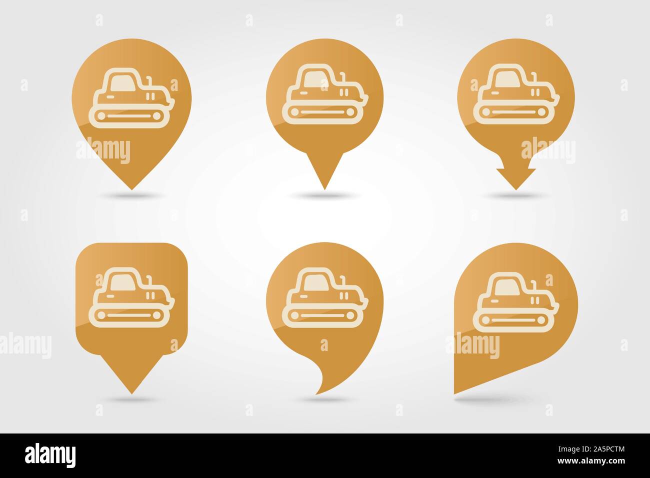 Tractor crawler flat vector pin map icon. Map pointer. Map markers ...