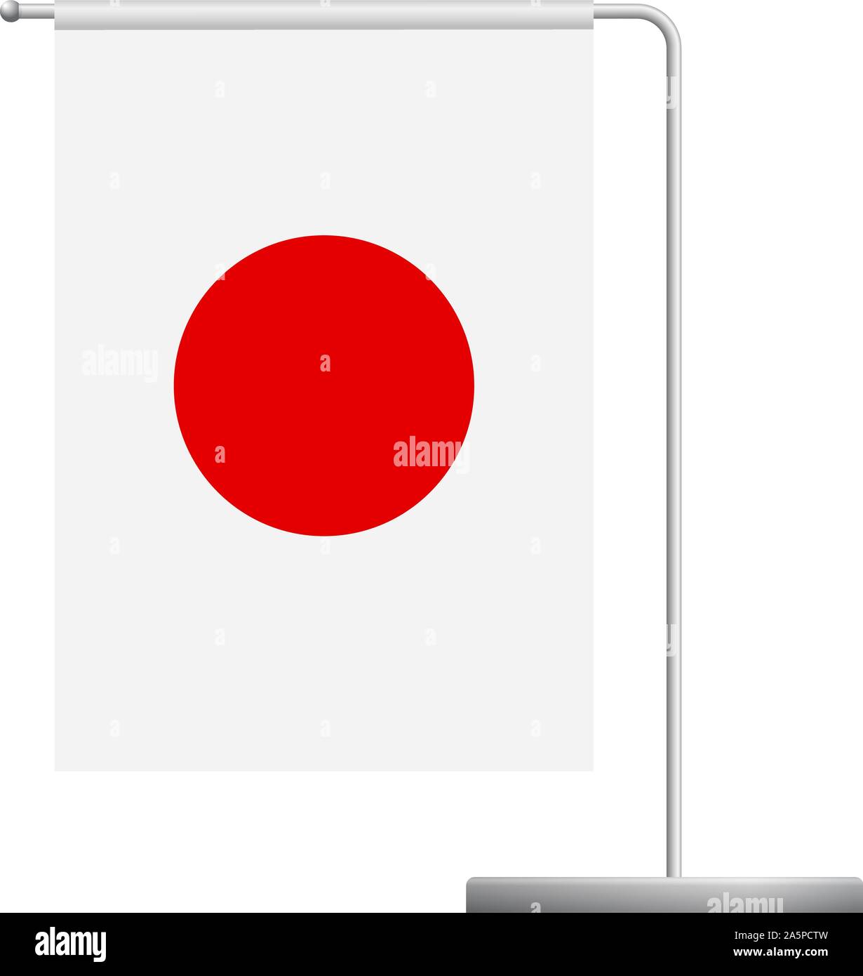 Japan table flag. Metal flagpole. National flag of Japan vector ...
