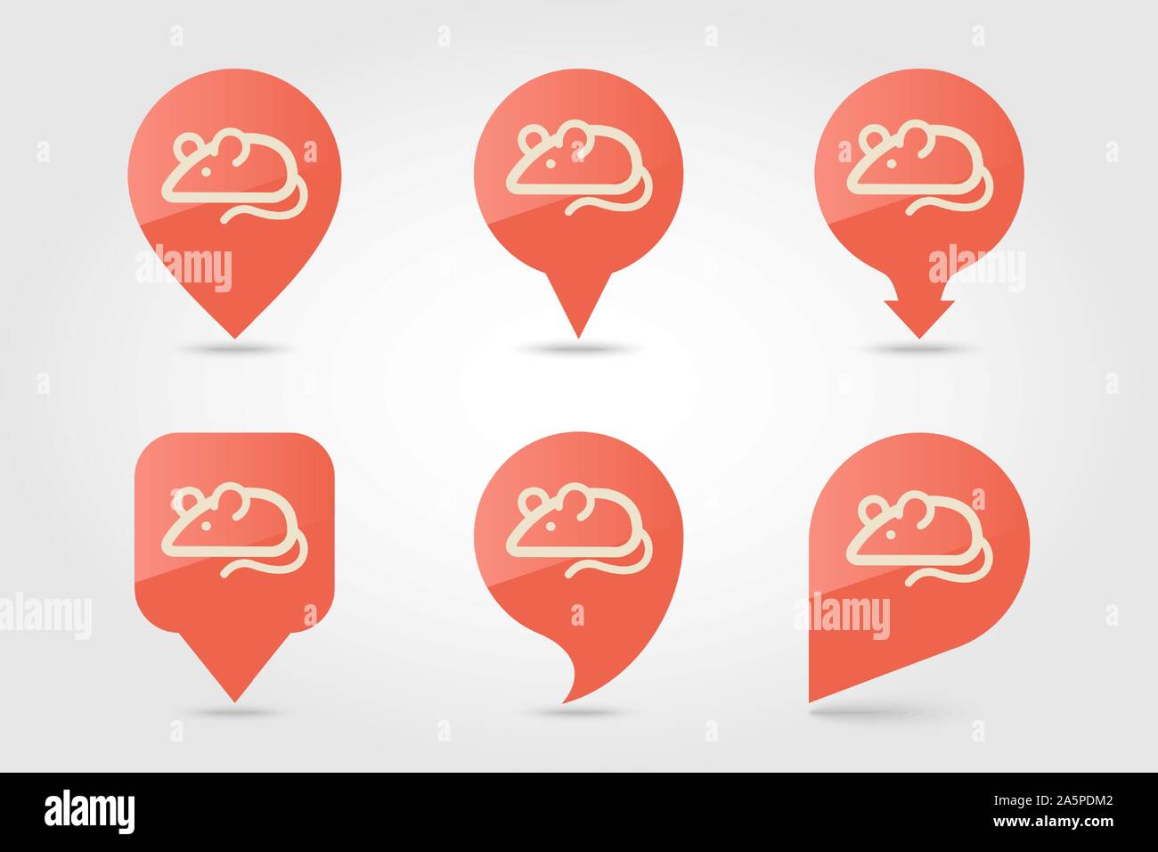 Field mouse flat vector pin map icon. Map pointer. Map markers ...