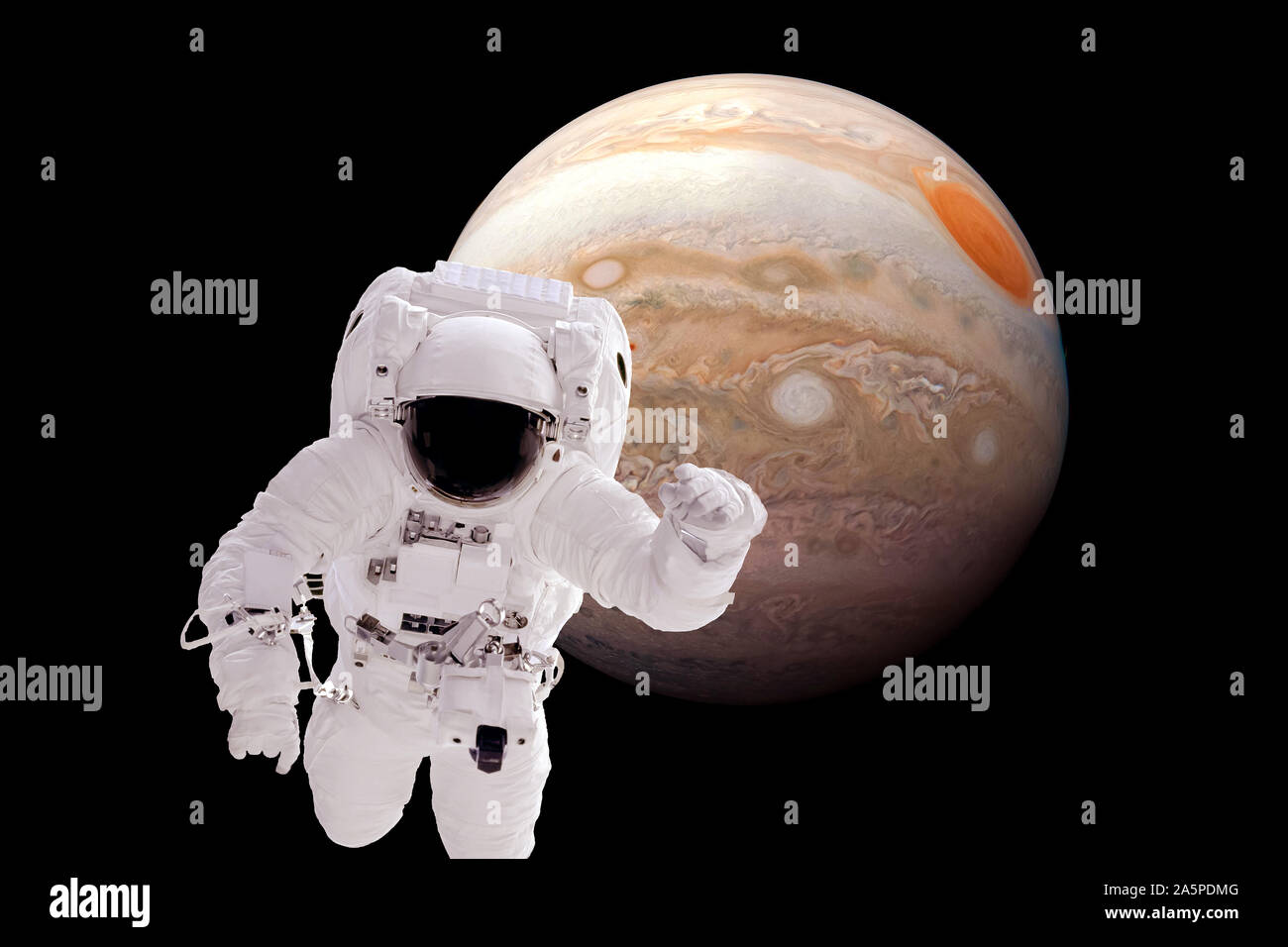 Astronaut in orbit of the planet Jupiter. Elements of this image were ...