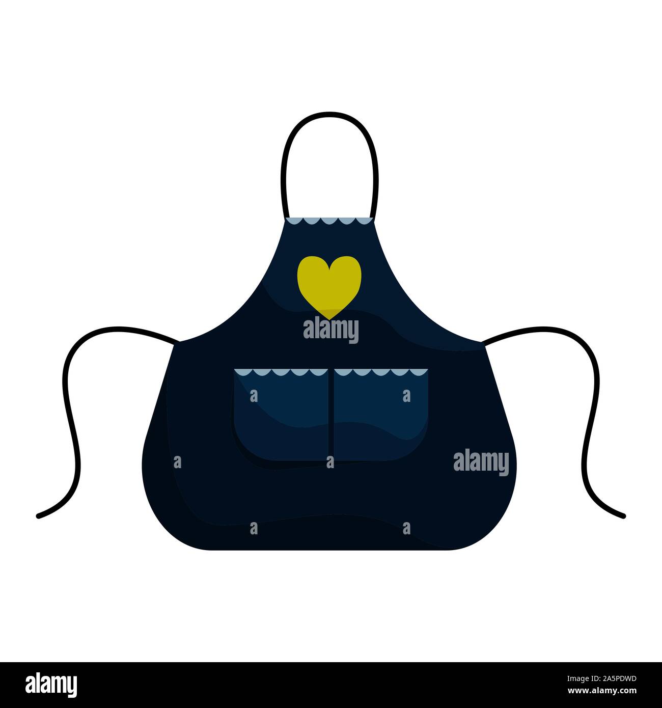 Kitchen Navy blue apron with patch pocket. Isolated flat vector ...
