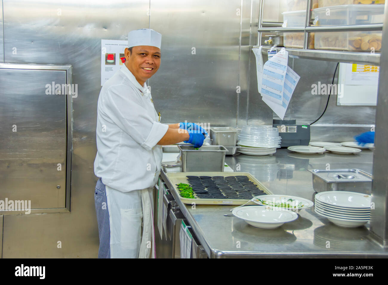 Cruise ship galley food preparation hi-res stock photography and images ...