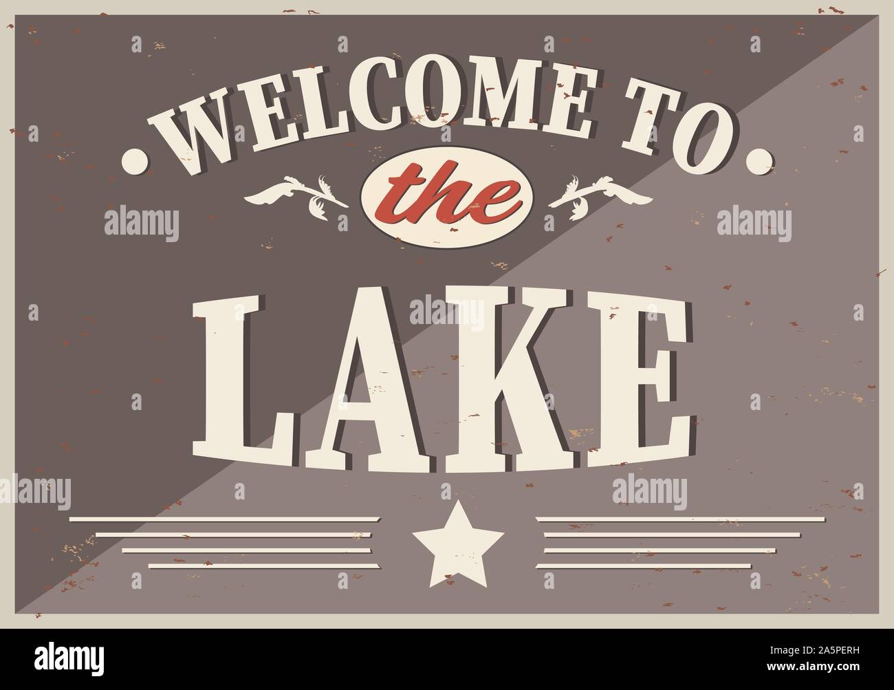 Welcome to the lake. typography illustration on flat graphic background ...