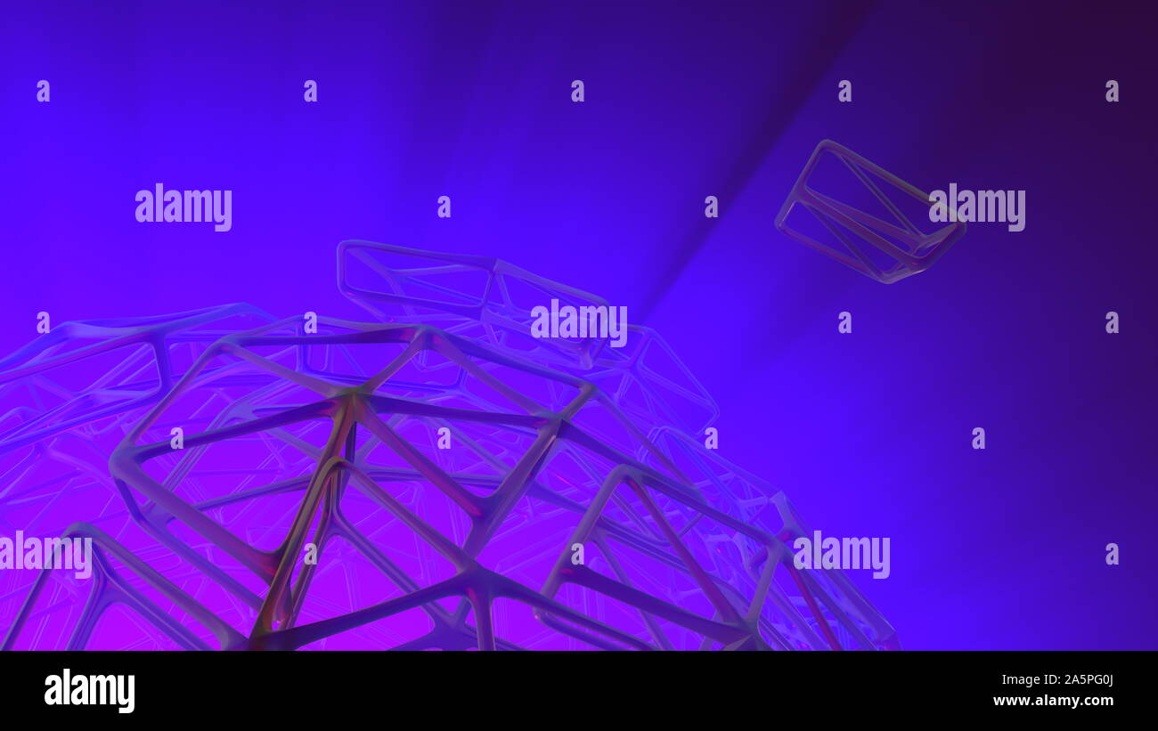 Abstract 3d rendering concept of high poly sphere with chaotic mesh ...