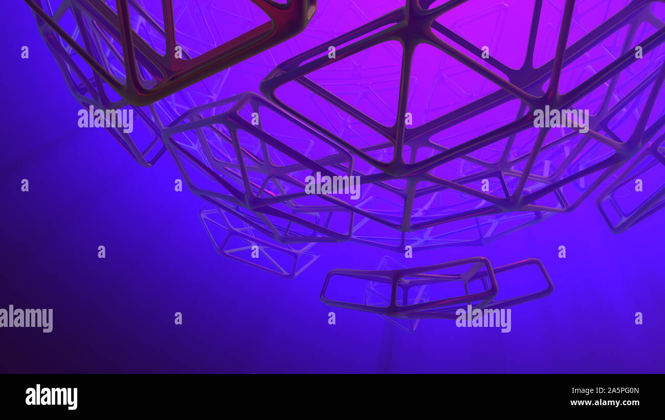 Abstract 3d rendering concept of high poly sphere with chaotic mesh ...