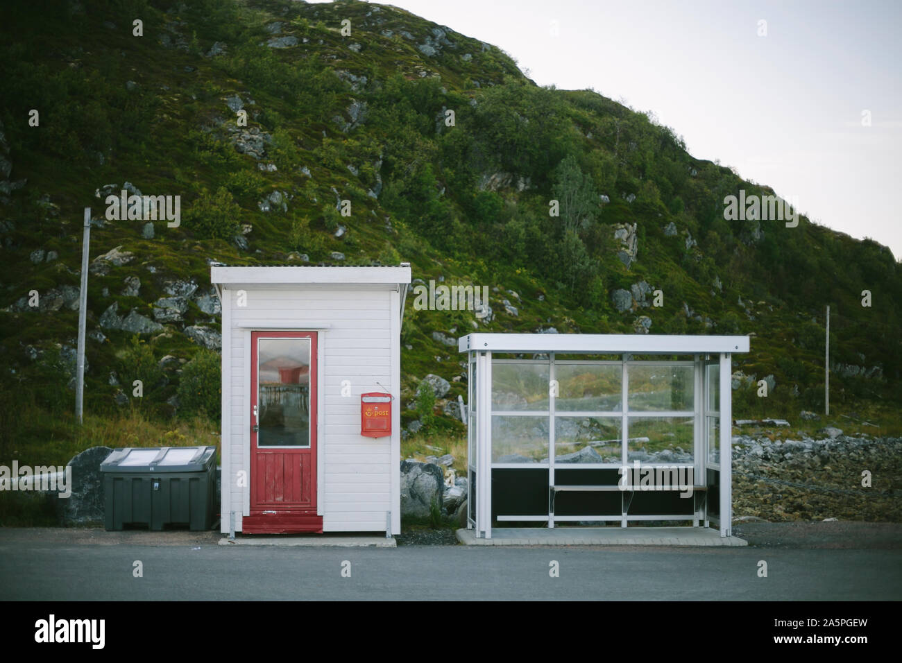 View of bus stop Stock Photo - Alamy