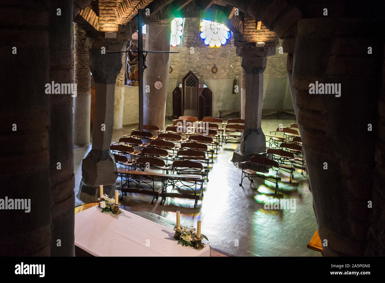 Cripta Guell, by Antoni Gaudí. Colonia Guell Stock Photo - Alamy