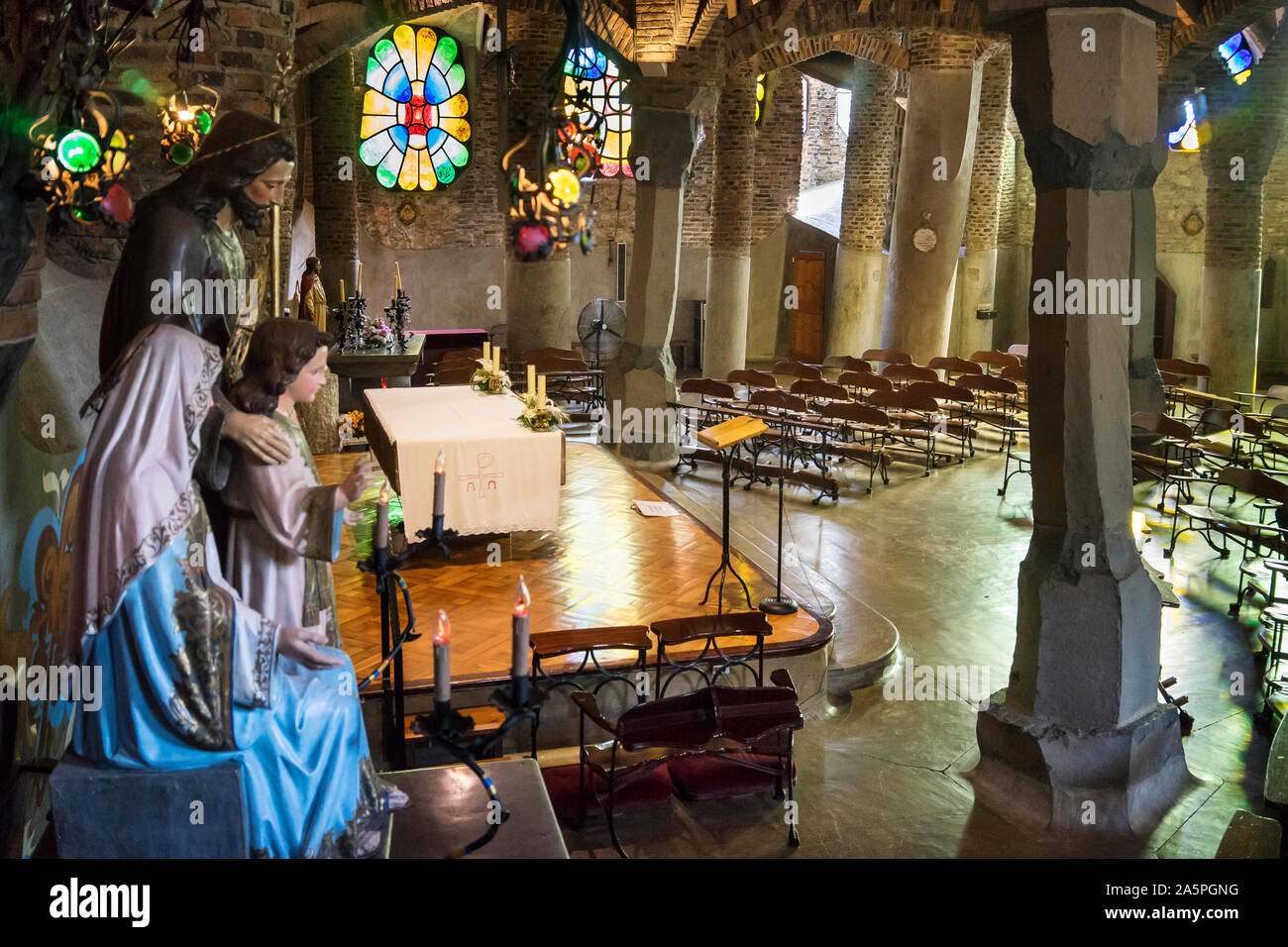 Cripta Guell, by Antoni Gaudí. Colonia Guell Stock Photo - Alamy