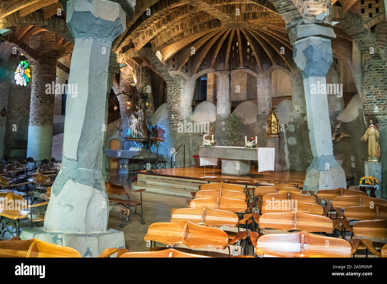 Cripta Guell, by Antoni Gaudí. Colonia Guell Stock Photo - Alamy