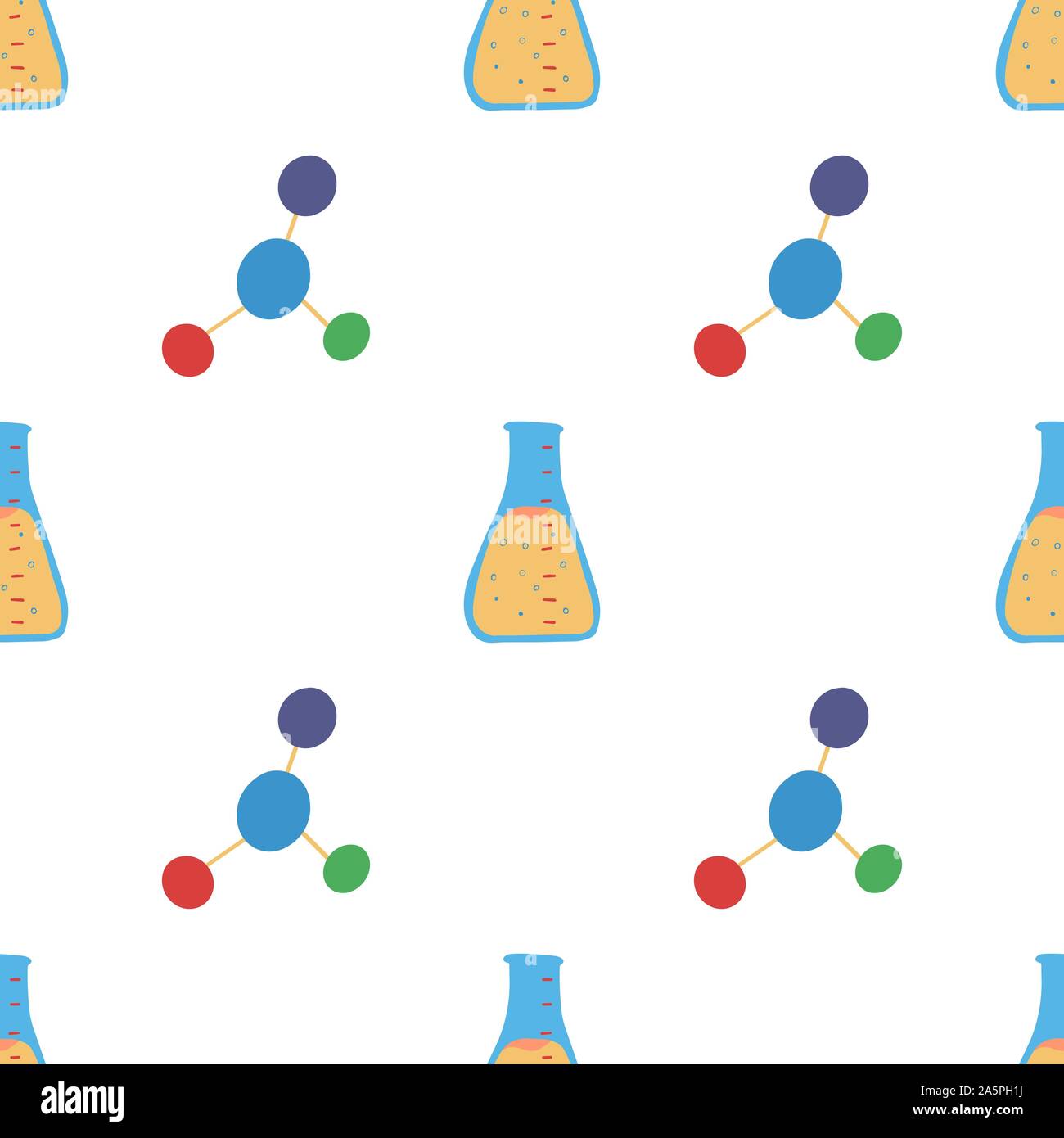 Seamless pattern molecule and flask, great design for any purposes ...