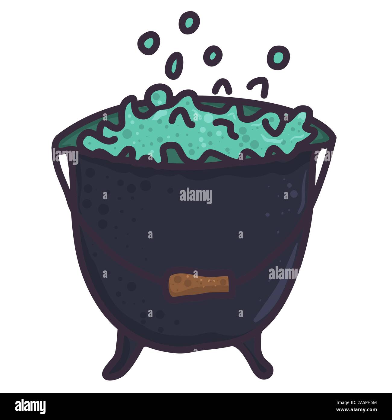 Flat art with grey witch cauldron. Halloween cartoon illustration ...