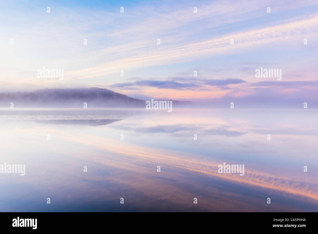 Dawn over lake Stock Photo - Alamy