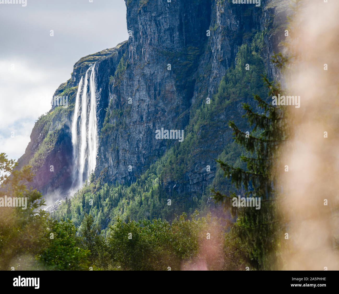 Landscape with waterfall Stock Photo - Alamy