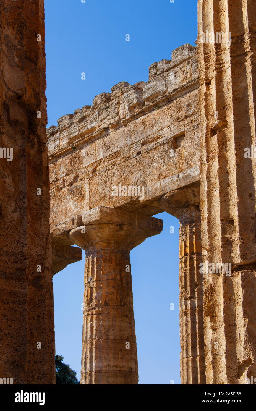 The greek Temple of Hera-II in the archaeological site of Paestum ...