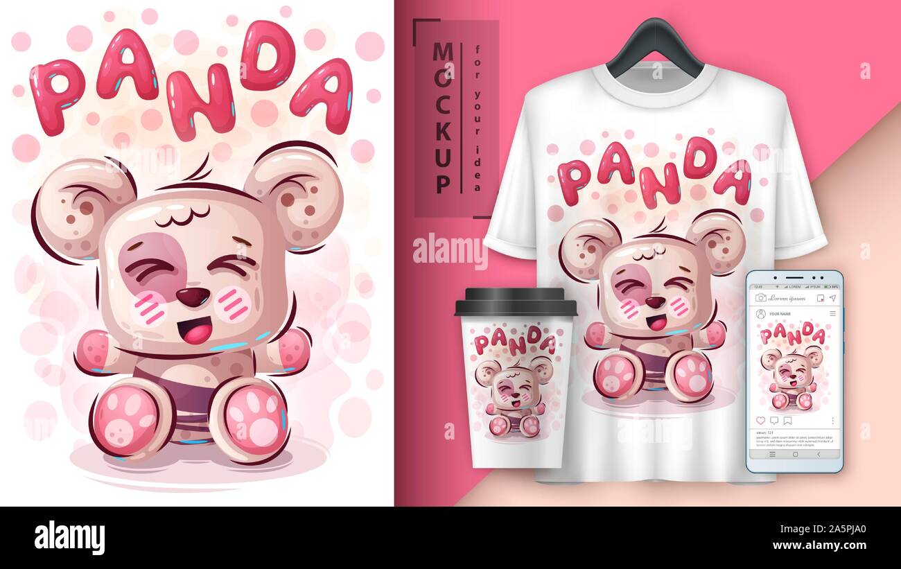 Teddy panda poster and merchandising Stock Vector Image & Art - Alamy