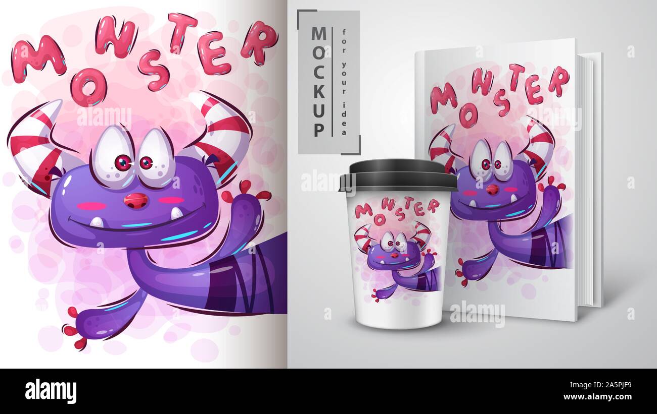 Cute monster poster and merchandising Stock Vector Image & Art - Alamy