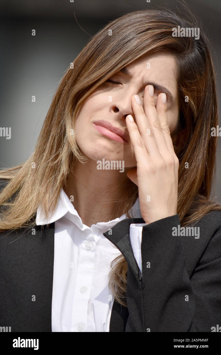 Crying Adult Colombian Business Woman Wearing Suit Stock Photo - Alamy