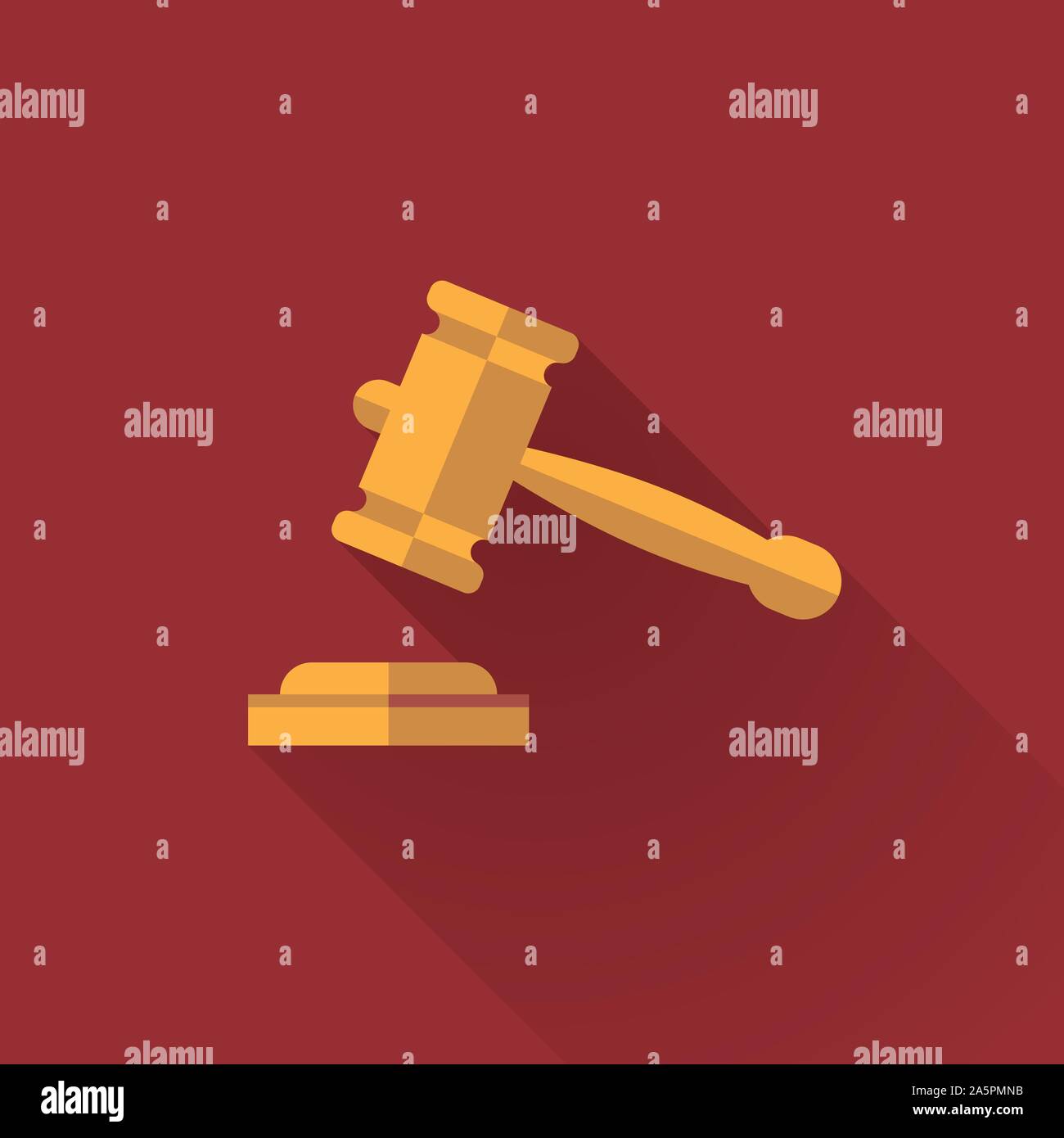 Gavel flat design long shadow icon. Law and legal business symbol ...