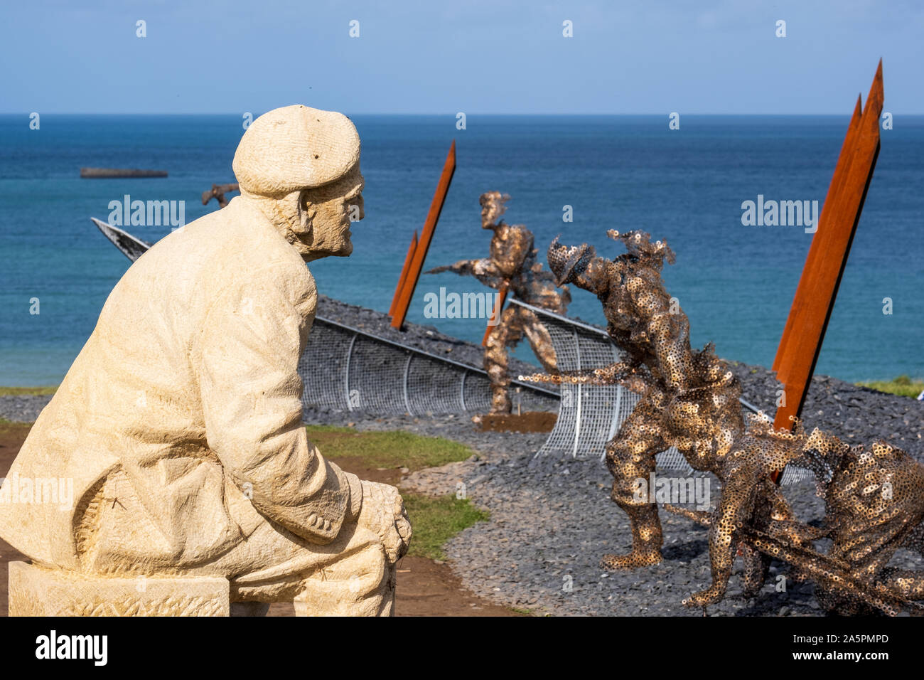 Statue of D-Day veteran Bill Pendell in D-Day 75 Garden memorial at ...