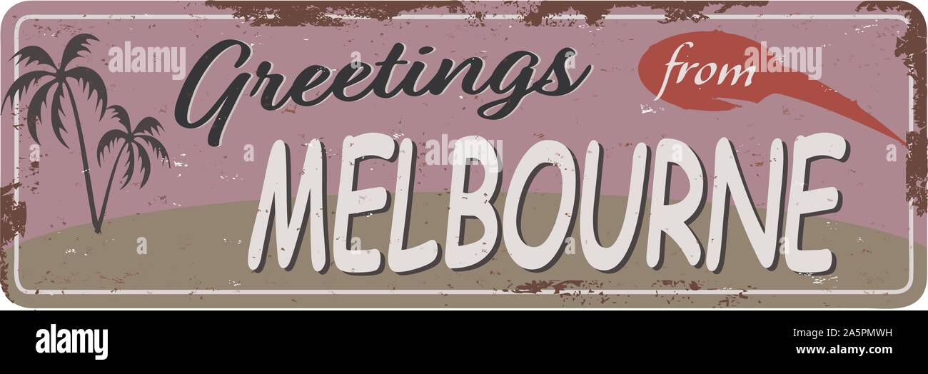 Miami beach vintage rusty metal sign on a white background, vector ...