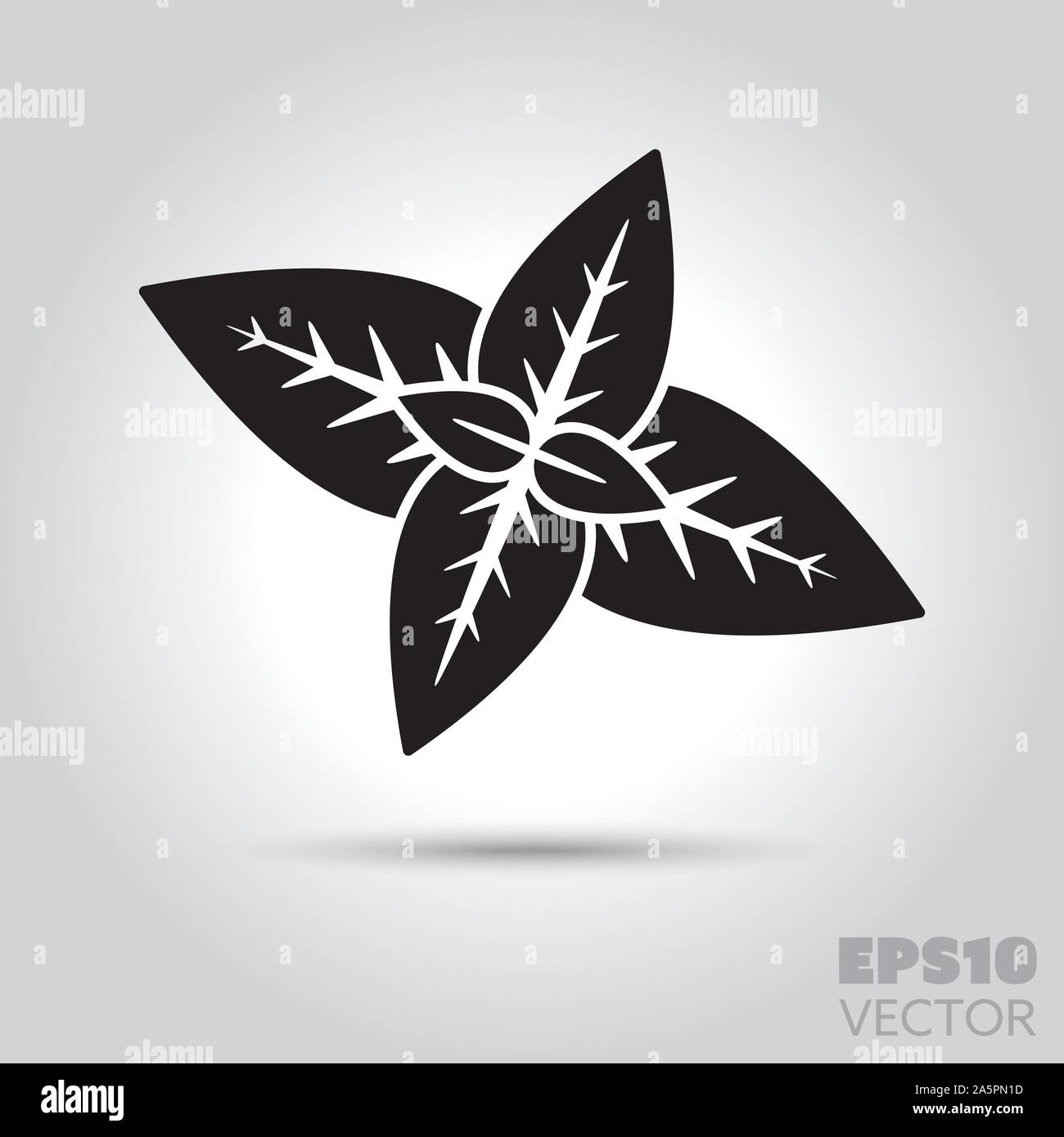 Peppermint leaves solid icon. Glyph symbol of herbs. Food ingredient ...