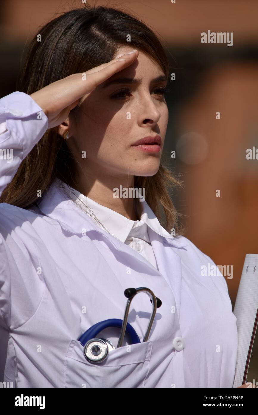 Female Doctor Saluting Stock Photo - Alamy