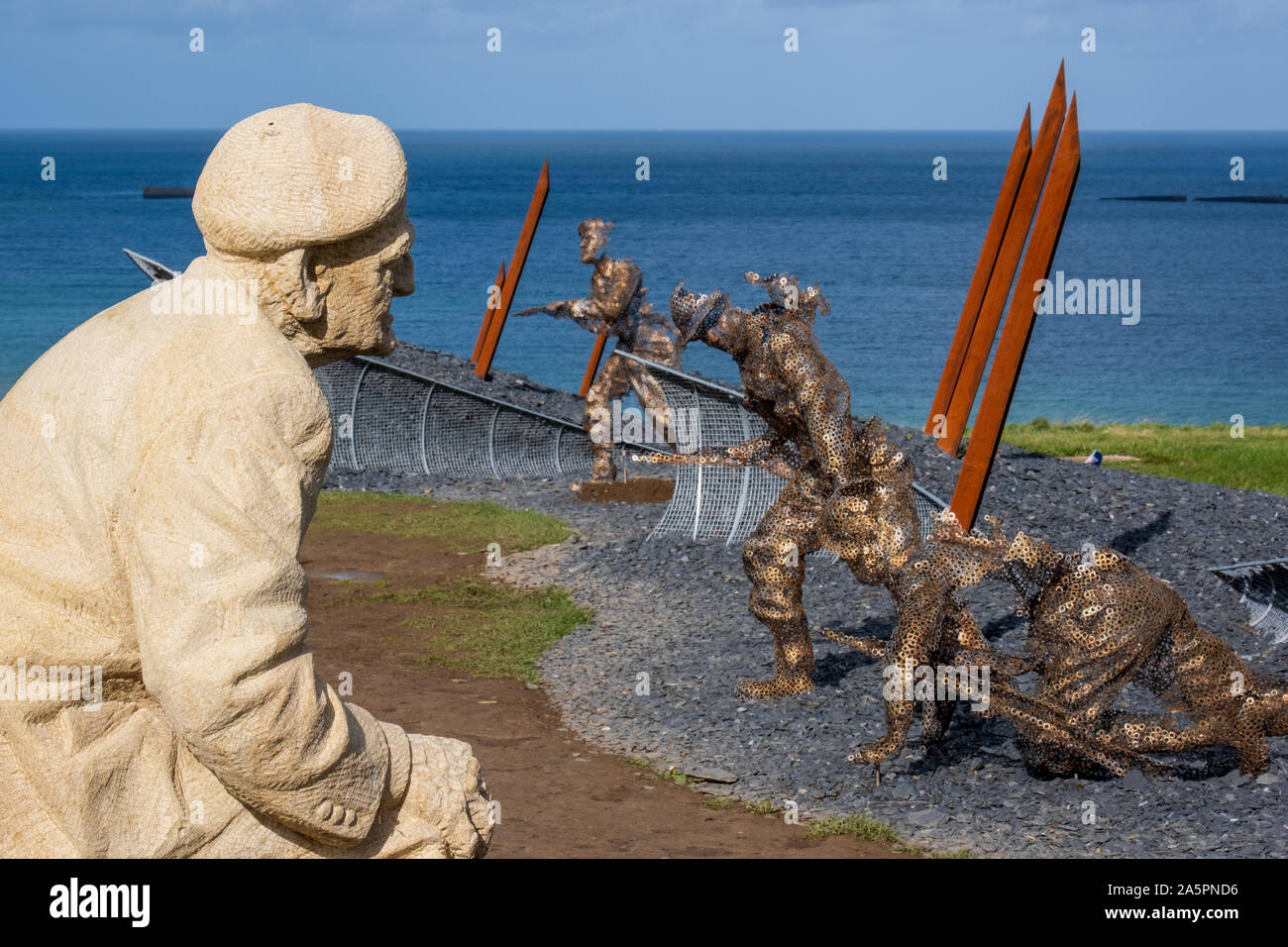 Statue of D-Day veteran Bill Pendell in D-Day 75 Garden memorial at ...