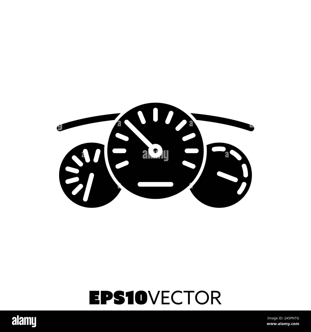 Car dahsboard solid black icon. Glyph symbol of controls and components ...